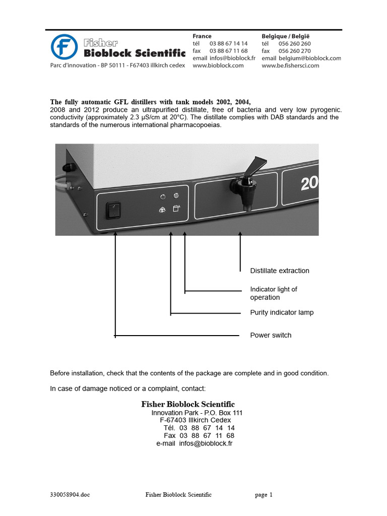 Automatic GFL Distillers Installation Guide | PDF | Tap (Valve) | Water