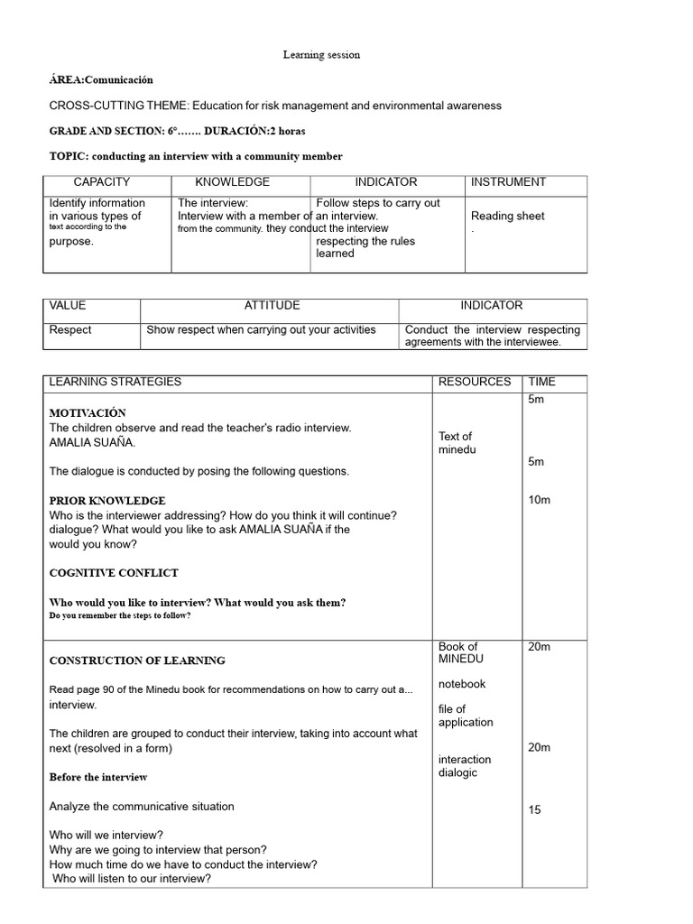 Conducting Community Interviews in Class | PDF | Interview | Learning