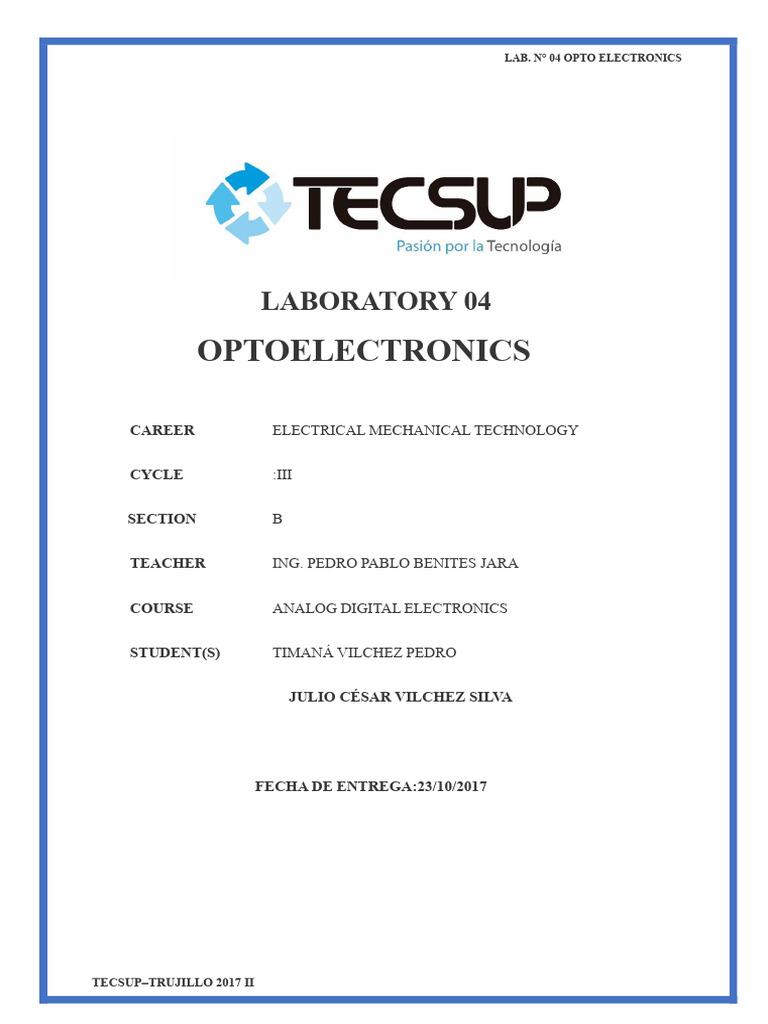 Optoelectronics Laboratory Guide | PDF | Electronics | Light Emitting Diode