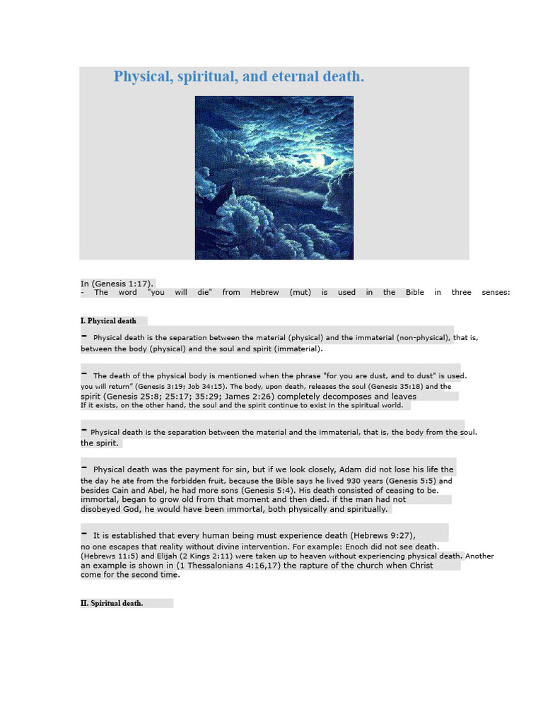 Physical, Spiritual, and Eternal Death. | PDF | Religious Belief And ...