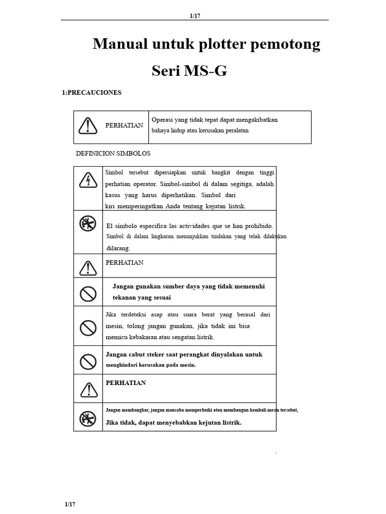Panduan Instalasi Plotter Pemotong MS-G | PDF