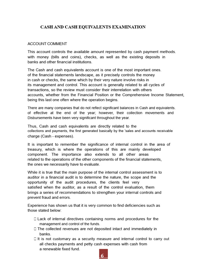 Cash Examination and Cash Equations | PDF | Internal Control | Banks