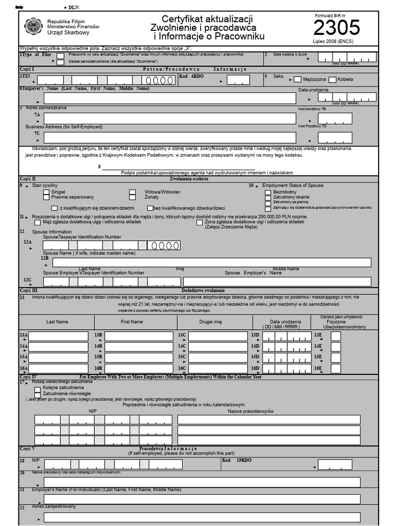 Certyfikat Aktualizacji Zwolnienia I Informacji o Pracodawcach I ...