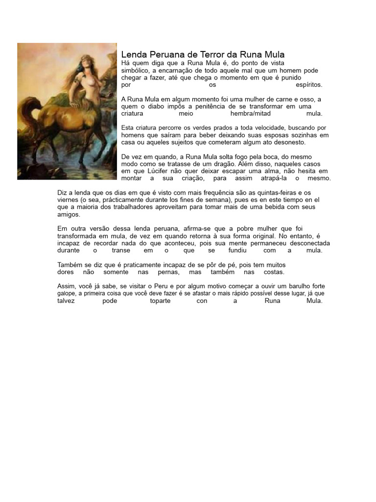 Lenda Peruana de Terror da Runa Mula | PDF | Deus | Anjo