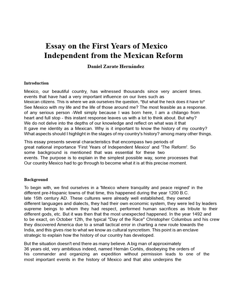 First Years of Independent Mexico Essay | PDF | Mexico | Politics Of Mexico