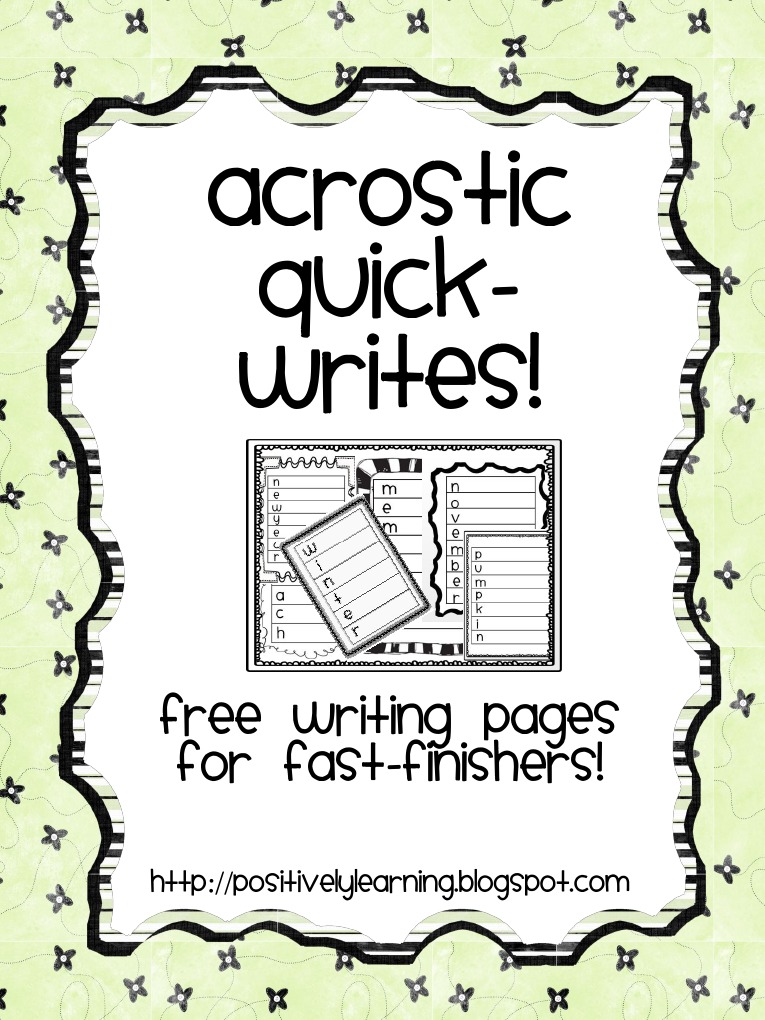 Acrostic Quick-Writes for Students | PDF | Language Arts & Discipline ...