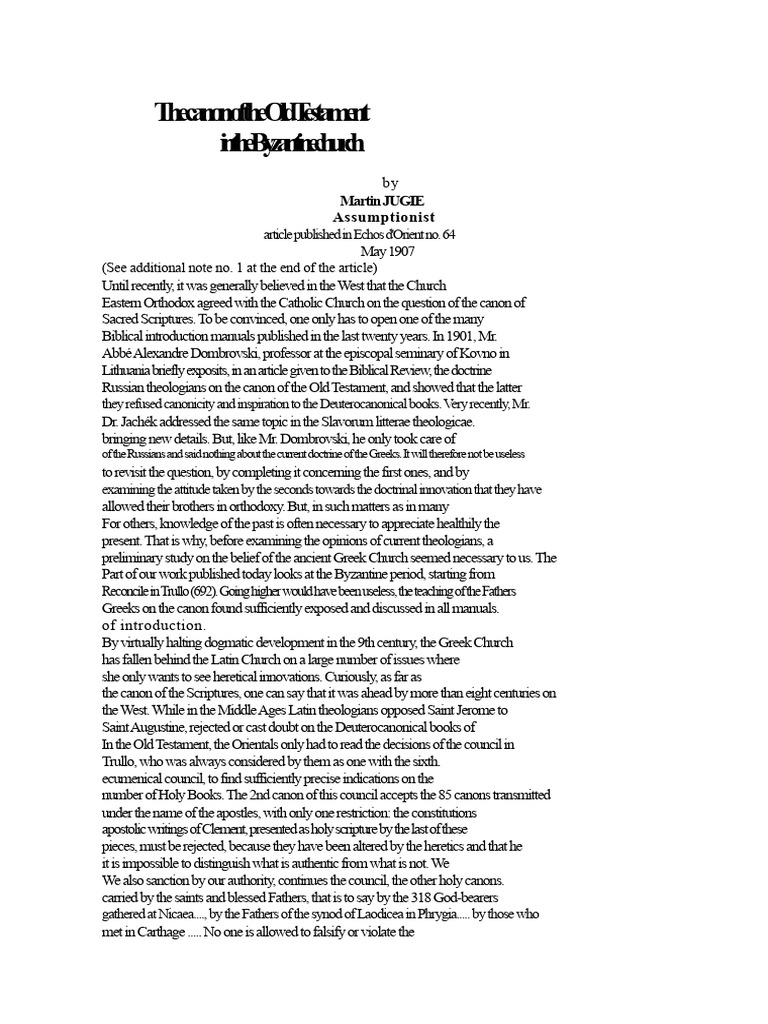 Byzantine Church's Old Testament Canon | PDF | Biblical Canon | Bible
