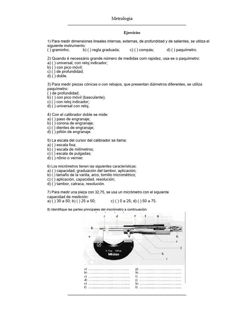 Colección de Ejercicios de Metrología | PDF | Instrumento de medición