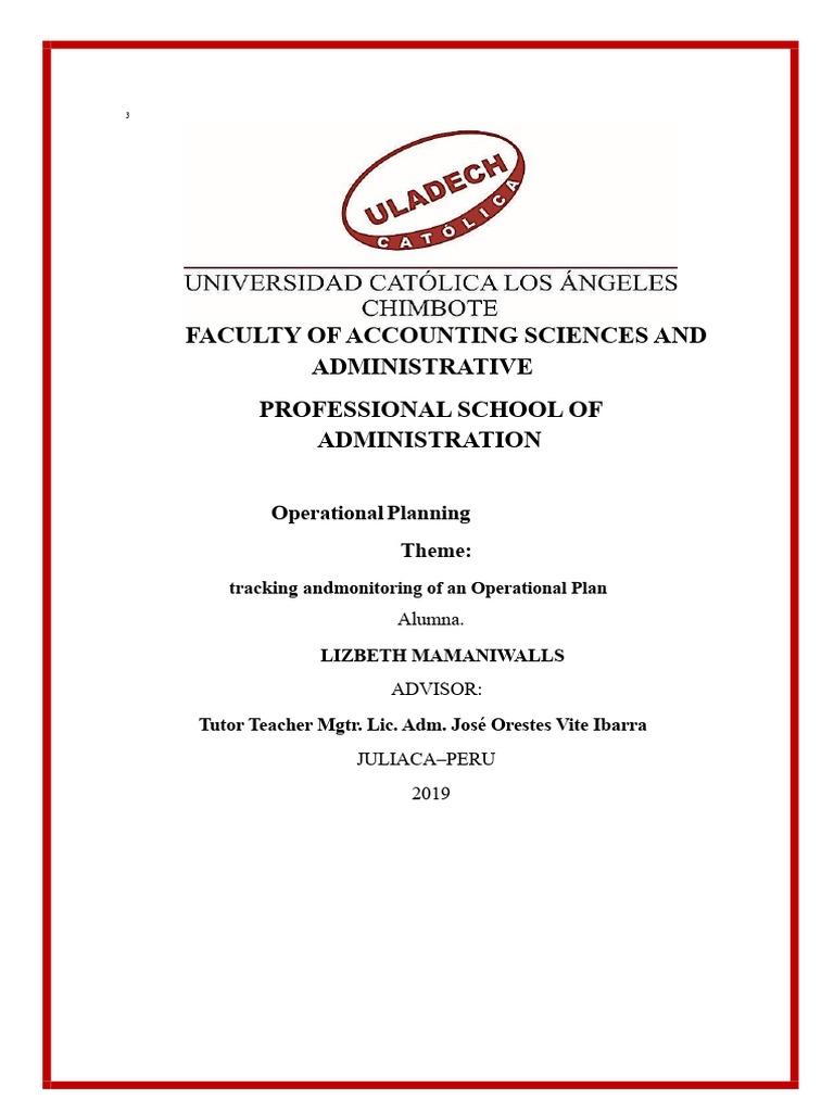 Follow-Up and Monitoring of An Operational Plan | PDF | Budget | Evaluation