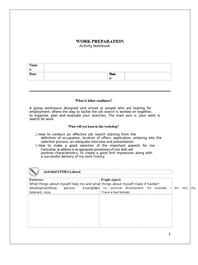 Work Readiness Activities Workbook | PDF | Nonverbal Communication ...