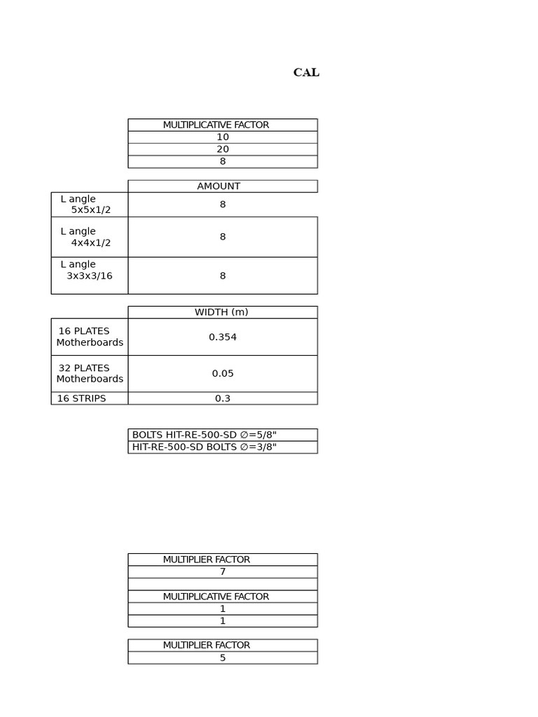 Structural Material Weight Calculation | PDF | Multiplication ...
