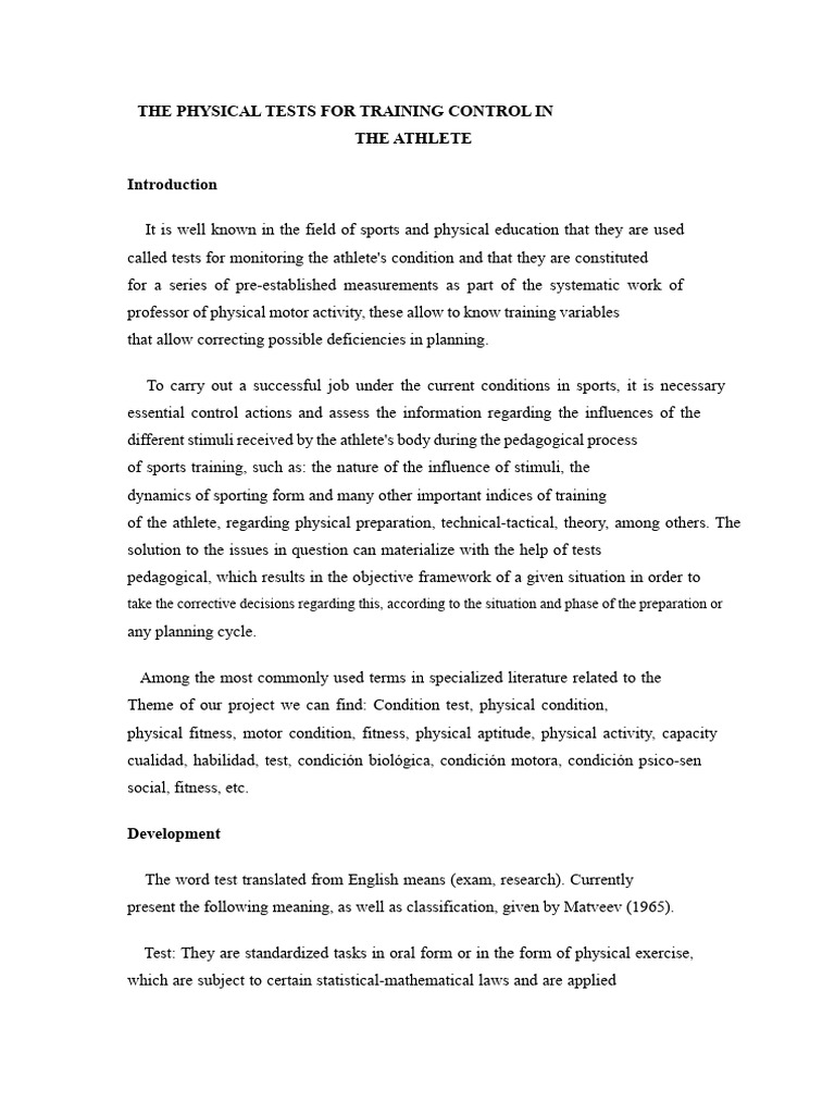 Athlete Training Control Tests Guide | PDF | Validity (Statistics ...