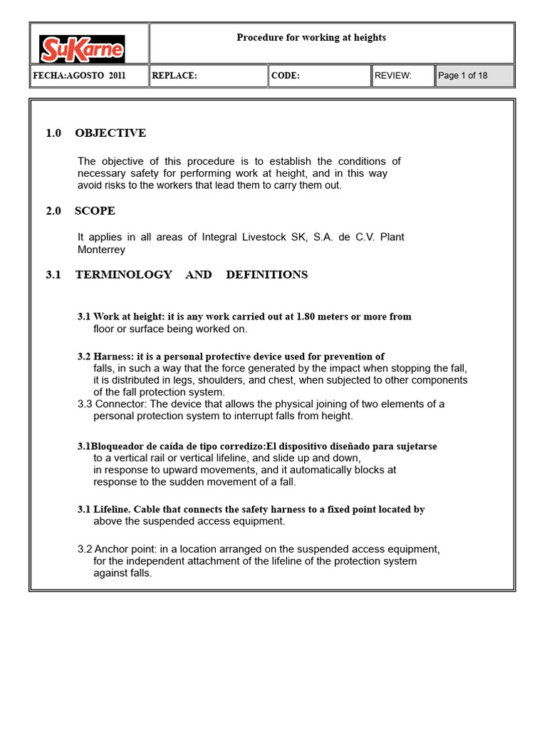Safety Procedures for Working at Heights | PDF | Scaffolding | Safety