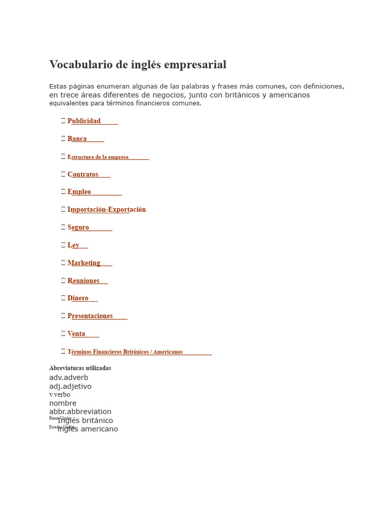 Vocabulario Esencial de Inglés Empresarial | PDF | Seguro | Bancos