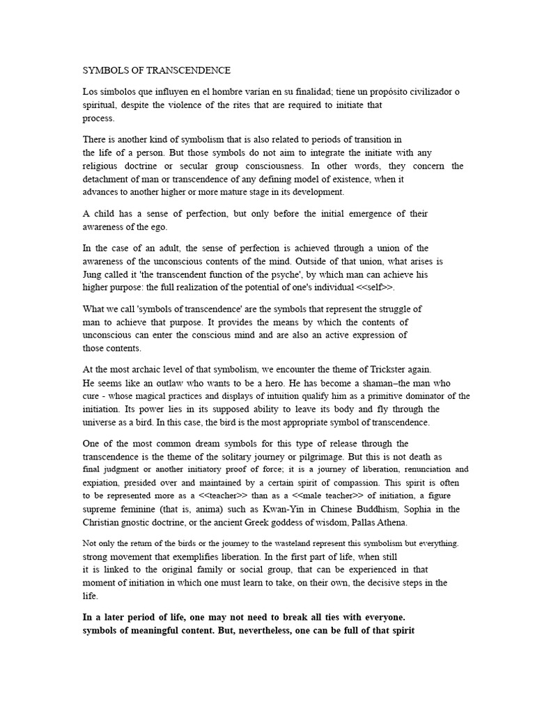 TRANSCENDENCE SYMBOLS.docx | PDF | Unconscious Mind | Consciousness