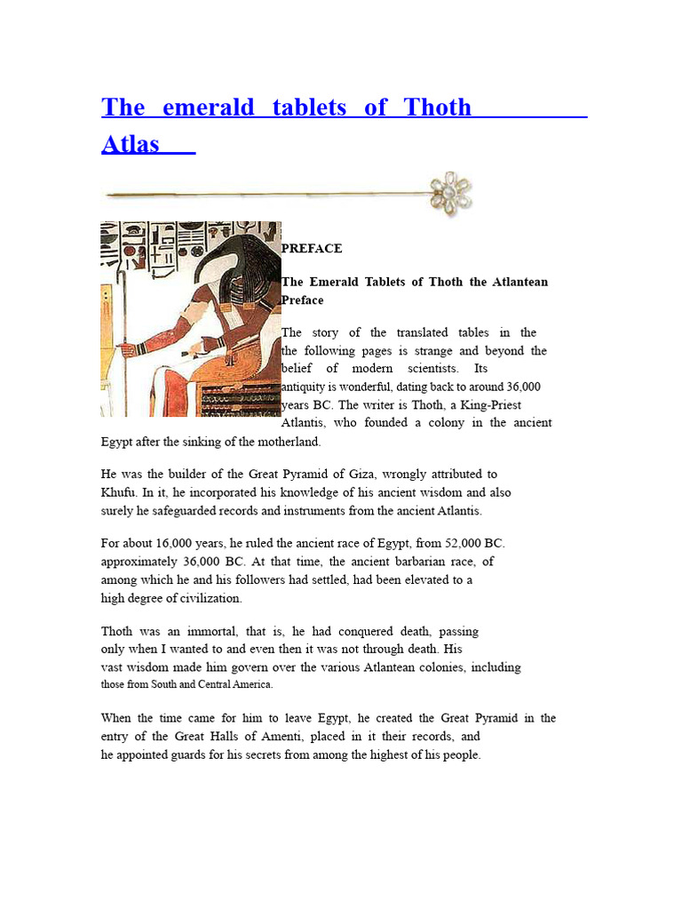 The Emerald Tablets of Thoth The Atlantean | PDF | Wisdom | Atlantis