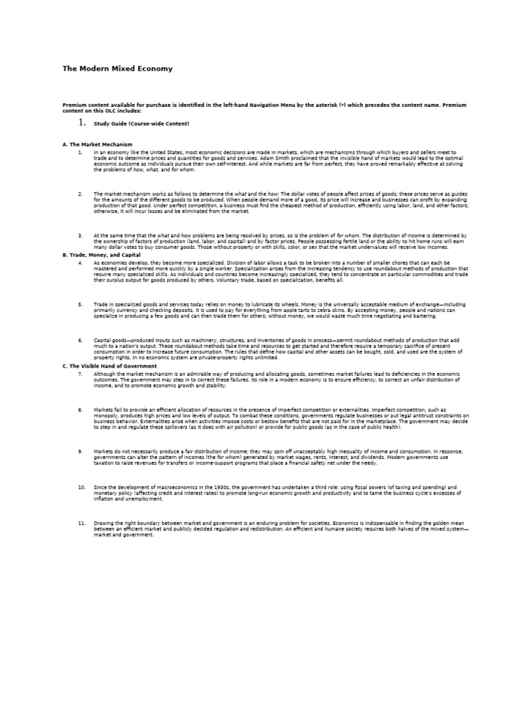 The Modern Mixed Economy | PDF | Market (Economics) | Taxes
