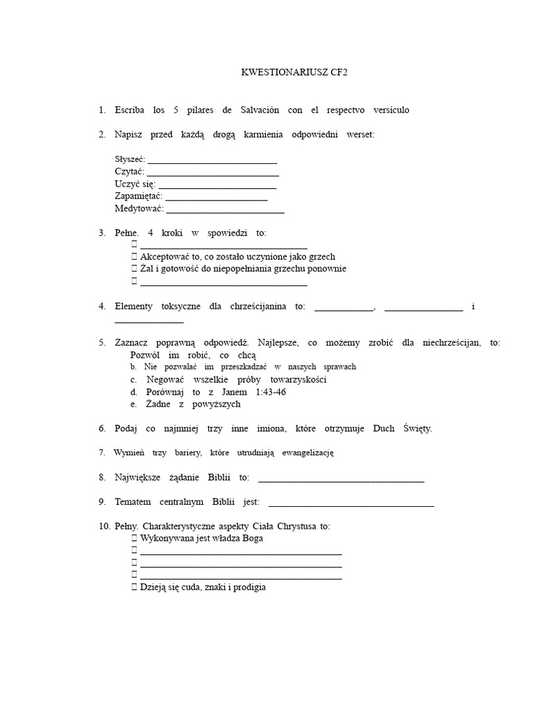 KWESTIONARIUSZ CF2 2 Opcja | PDF