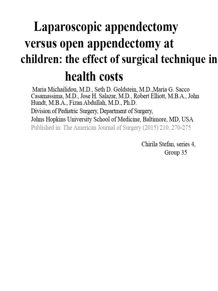 Laparoscopic Appendectomy Versus Open Appendectomy in Children | PDF ...