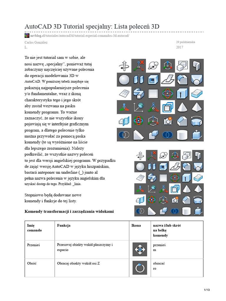 Tutorial Specjalny Lista Poleceń 3D | PDF