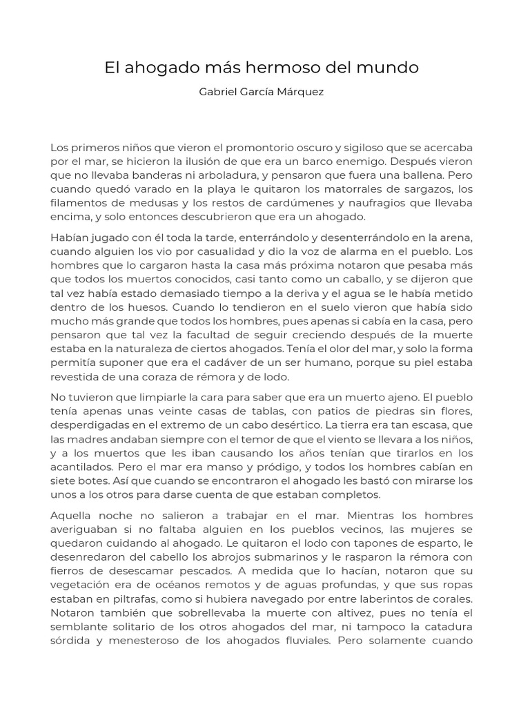 El ahogado más hermoso del mundo, GGM | PDF