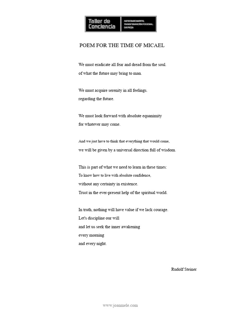 9 Poem For The Time of Michael, RS | PDF