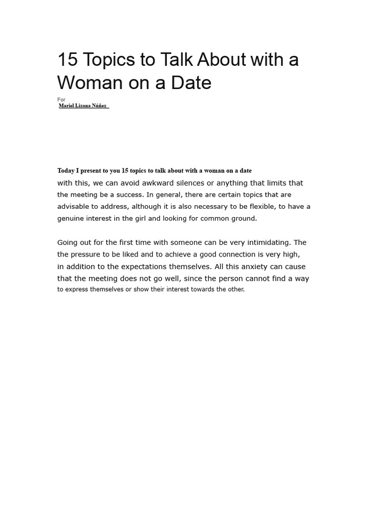 15 Date Conversation Starters for Women | PDF | Body Language ...