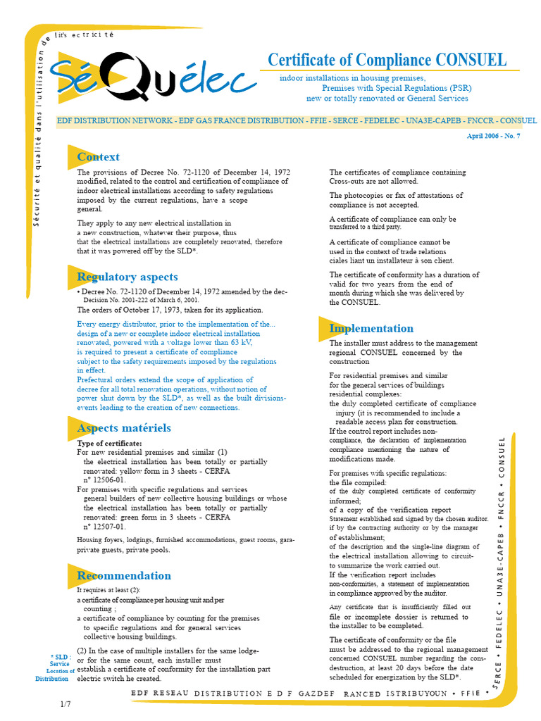 Certificate of Compliance Consuel | PDF | Regulatory Compliance | Electric Power