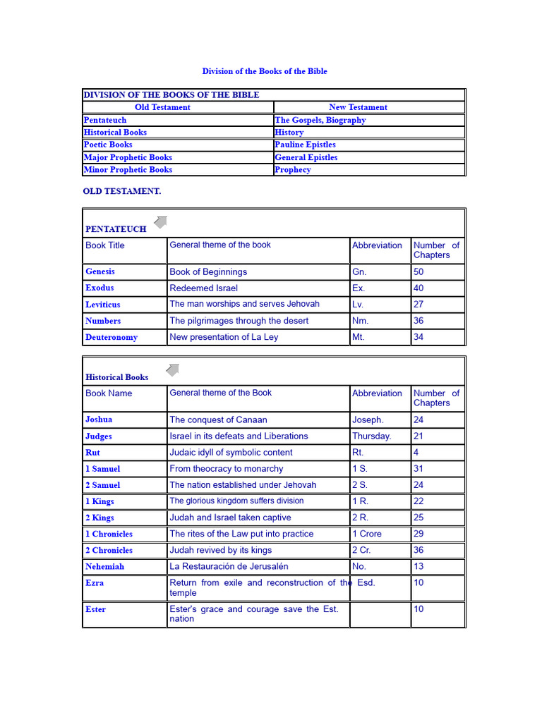 Bible Book Divisions Explained | PDF | New Testament | Old Testament