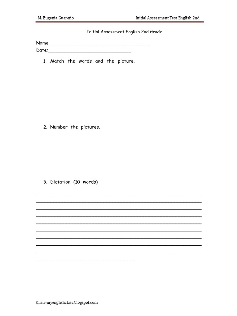 2nd Grade English Assessment Test | PDF