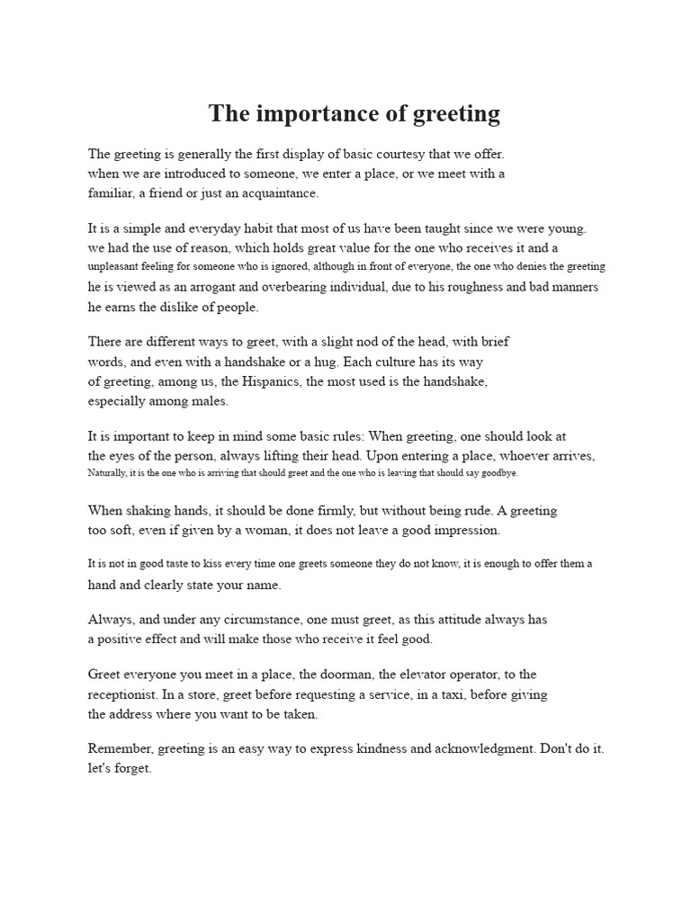 The importance of greeting | PDF
