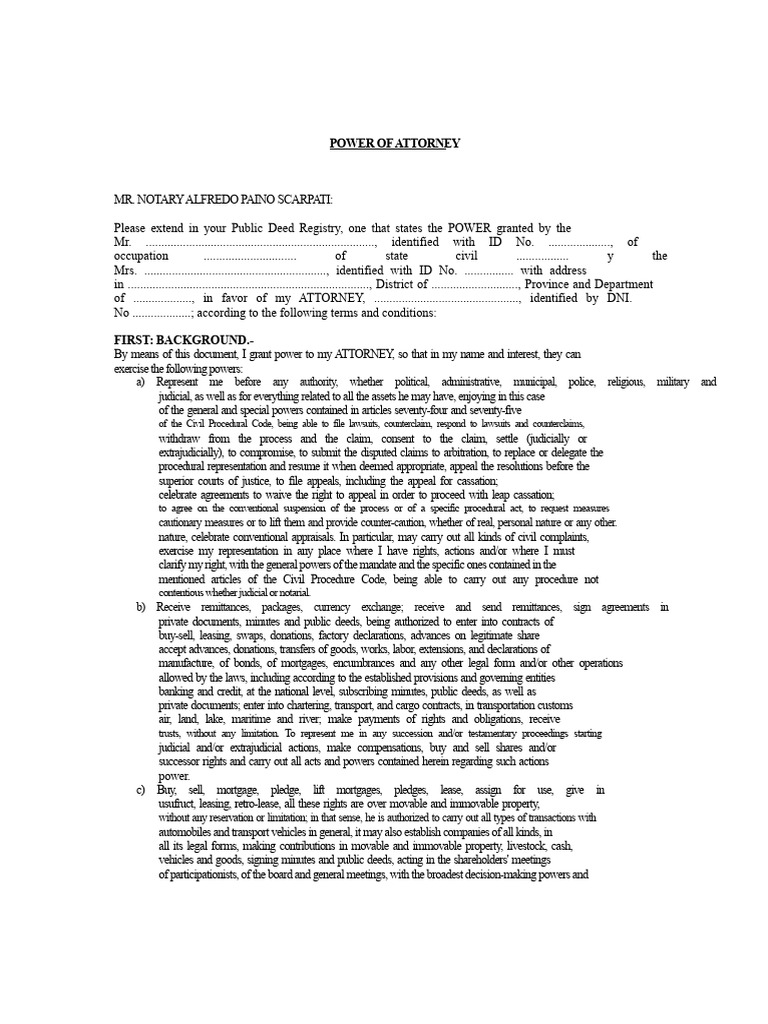 Broad and General Power Model | PDF | Lawsuit | Mortgages