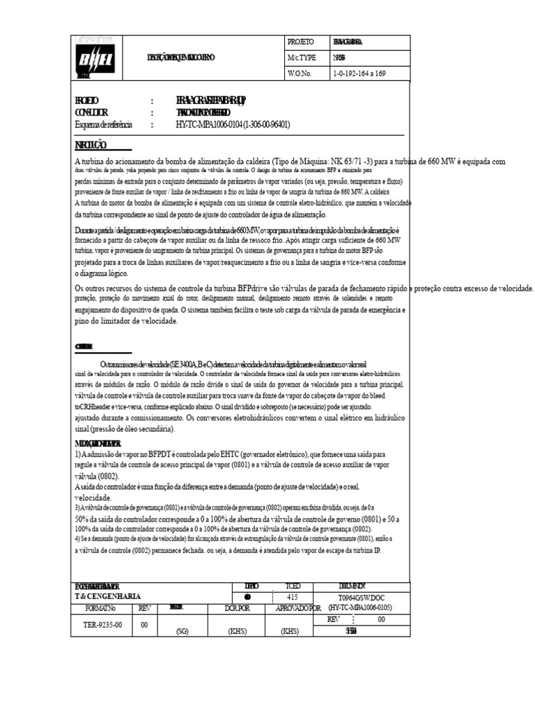 Esquema de Controle da Turbina NK63/71-3 | PDF | Válvula | Motores