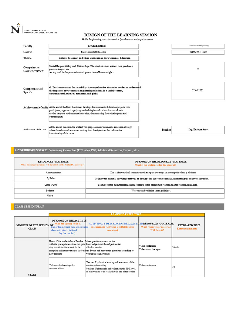 Learning Session Design - Environmental Education - Week 9 | PDF ...