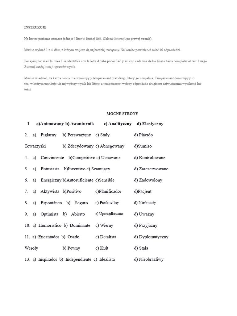 Test temperamentu | PDF