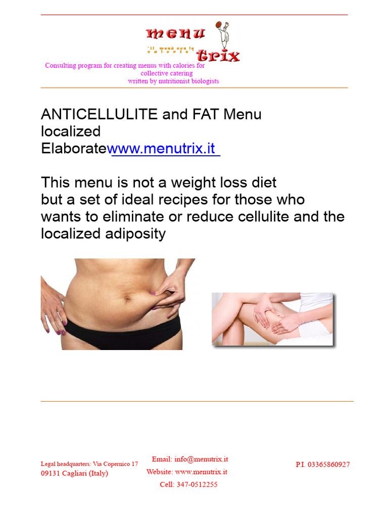 Anti-Cellulite and Localized Fat Menu With Calories | PDF | Zucchini ...