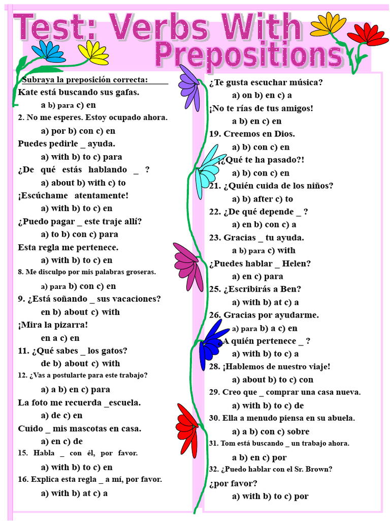 Verbos Con Preposiciones 52496 | PDF