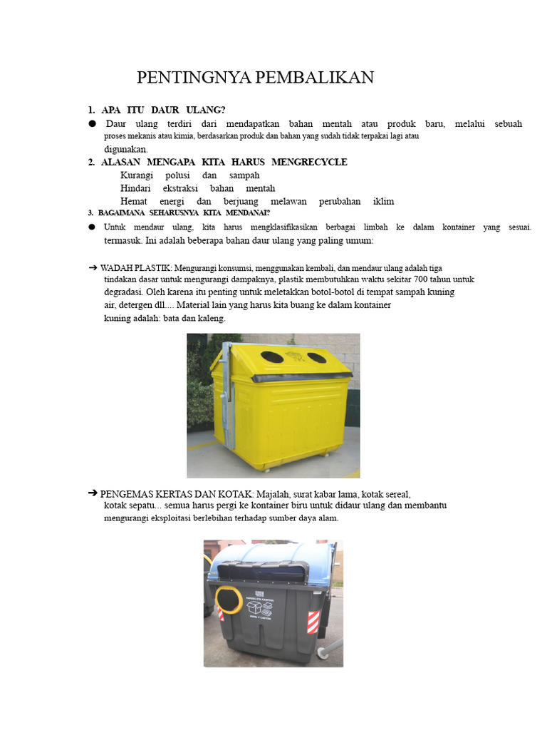 TEKS EKSPOSITIF TENTANG PENTINGNYA DAUR ULANG - Dokumen Google | PDF