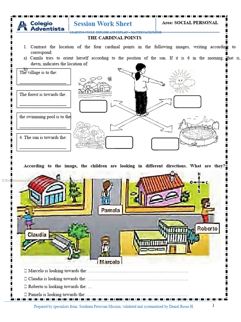 Cardinal Points Orientation Worksheet | PDF