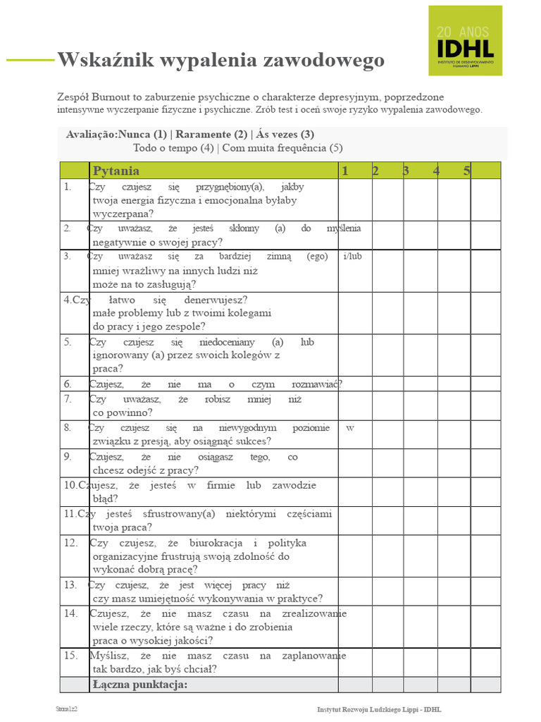 Test Burnout Idhl | PDF