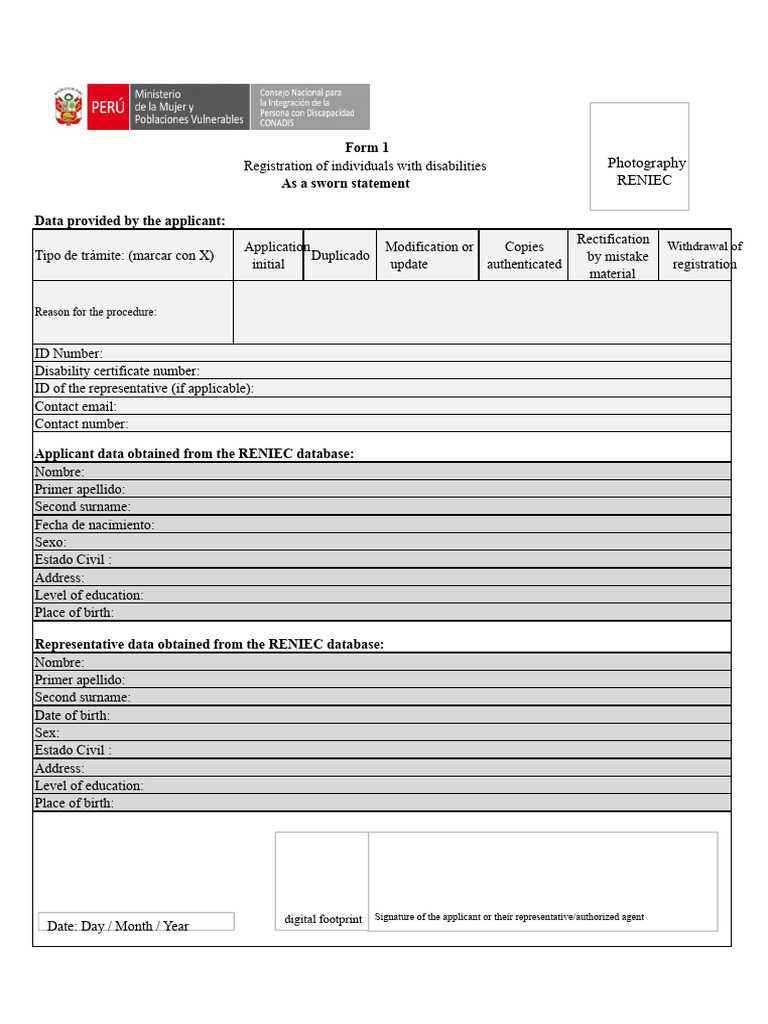 Disability Registration Form Guide | PDF