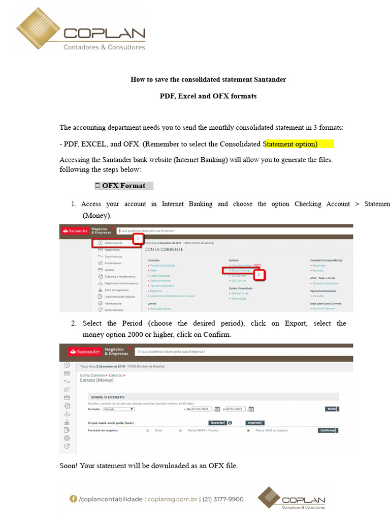 How To Save The Consolidated Statement From Santander | PDF