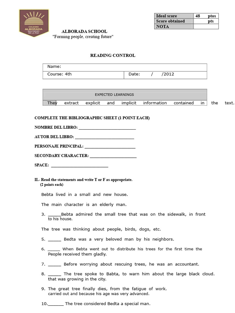 Reading Test The Tree Rescuer. | PDF