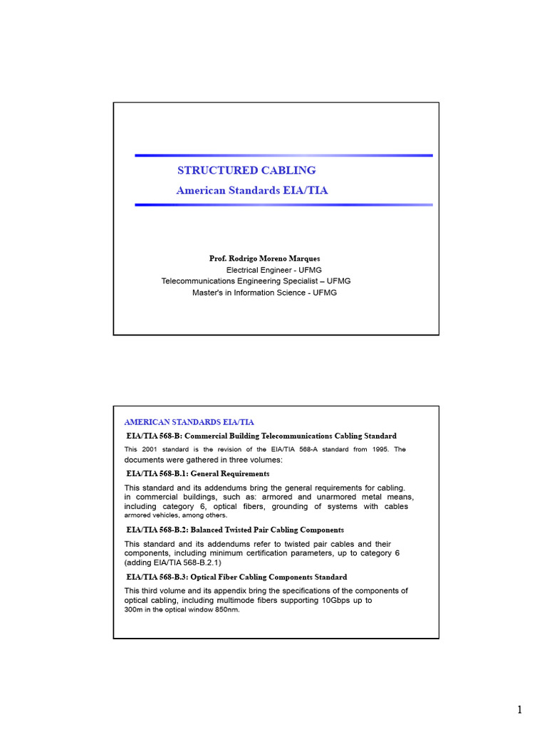 EIA/TIA 568B Cabling Standards Overview | PDF | Electronics ...