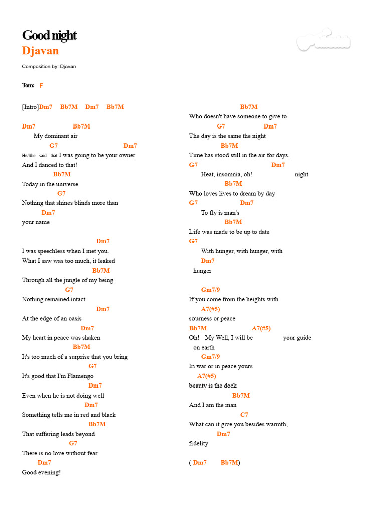 Cifra Club - Djavan - Good Night | PDF