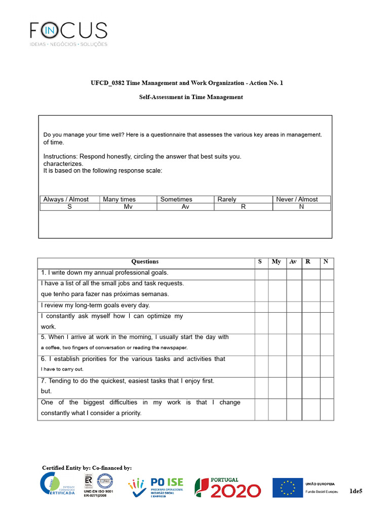 Time Management Diagnosis - 0382 - 2019 | PDF | Questionnaire | Psychology