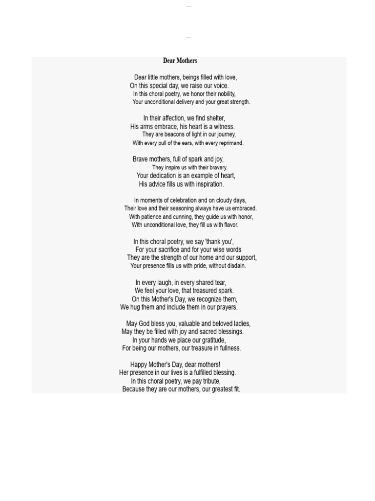 Choral Tribute to Mothers' Love | PDF