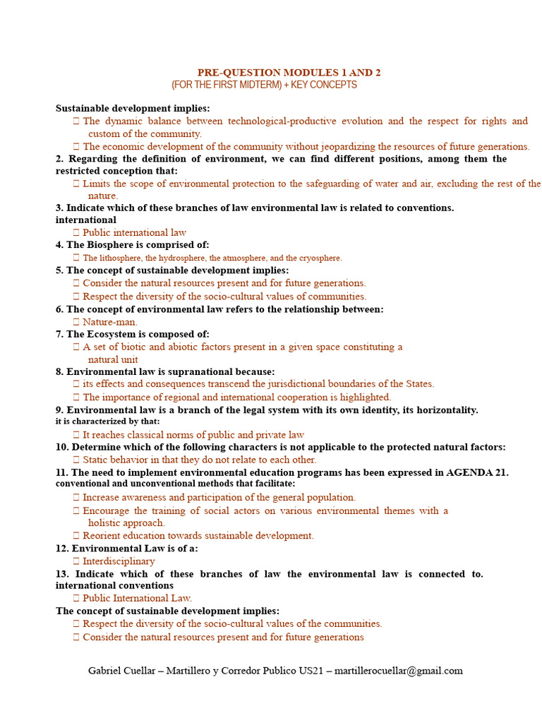 Environmental Questionnaire (Solo) First Partial | PDF | Sustainability ...