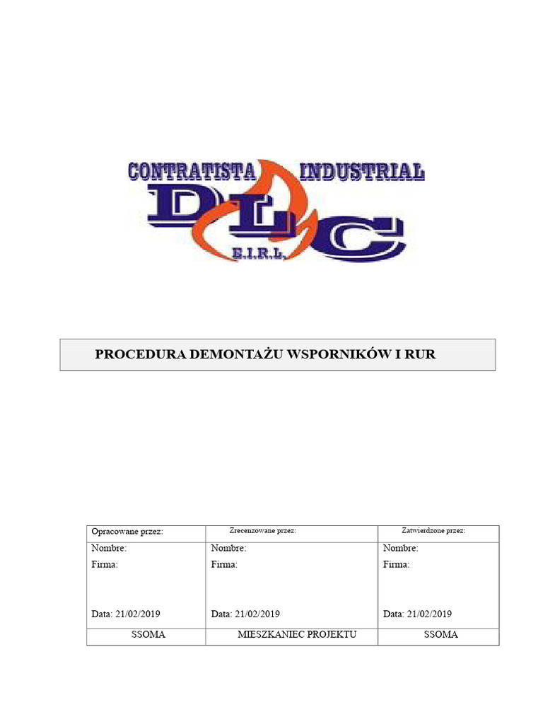 DLC-PR-02 Procedura demontażu wsporników i rur. Zobacz 01 | PDF