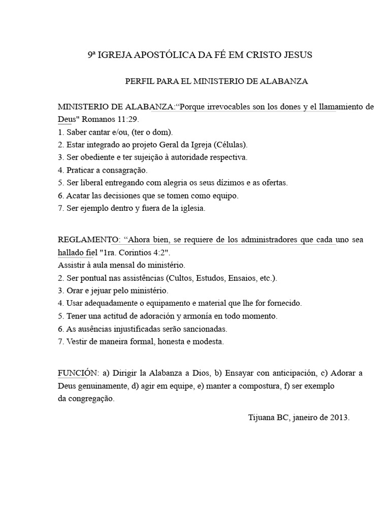 Perfil do Ministério de Louvor 9ª Igreja | PDF
